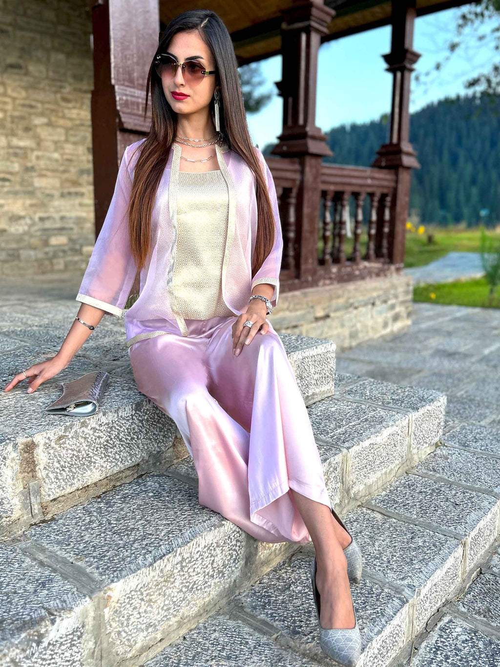 Donnie Festive Flamboyance Brocade Bolero Jacket Set – Karmadori Private Limited