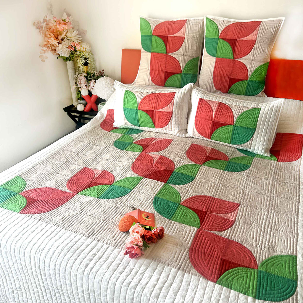 Danica Tulips Of Kashmir Patchwork Quilted Bedcover Set – Karmadori ...