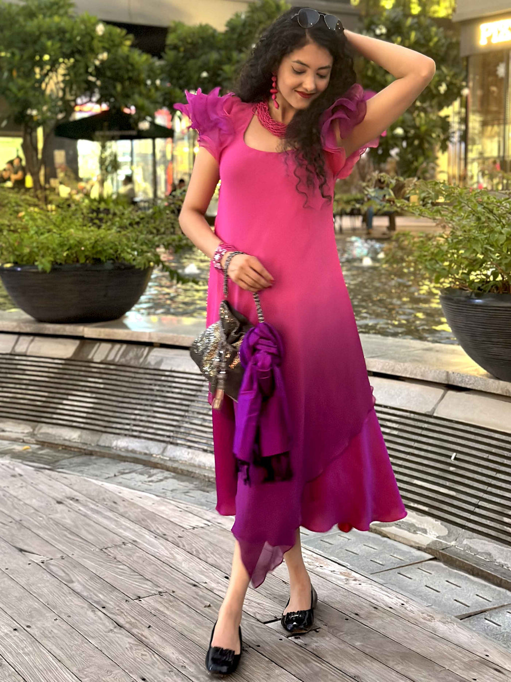Harriett Festive Flair Pure Chiffon Dress – Karmadori Private Limited
