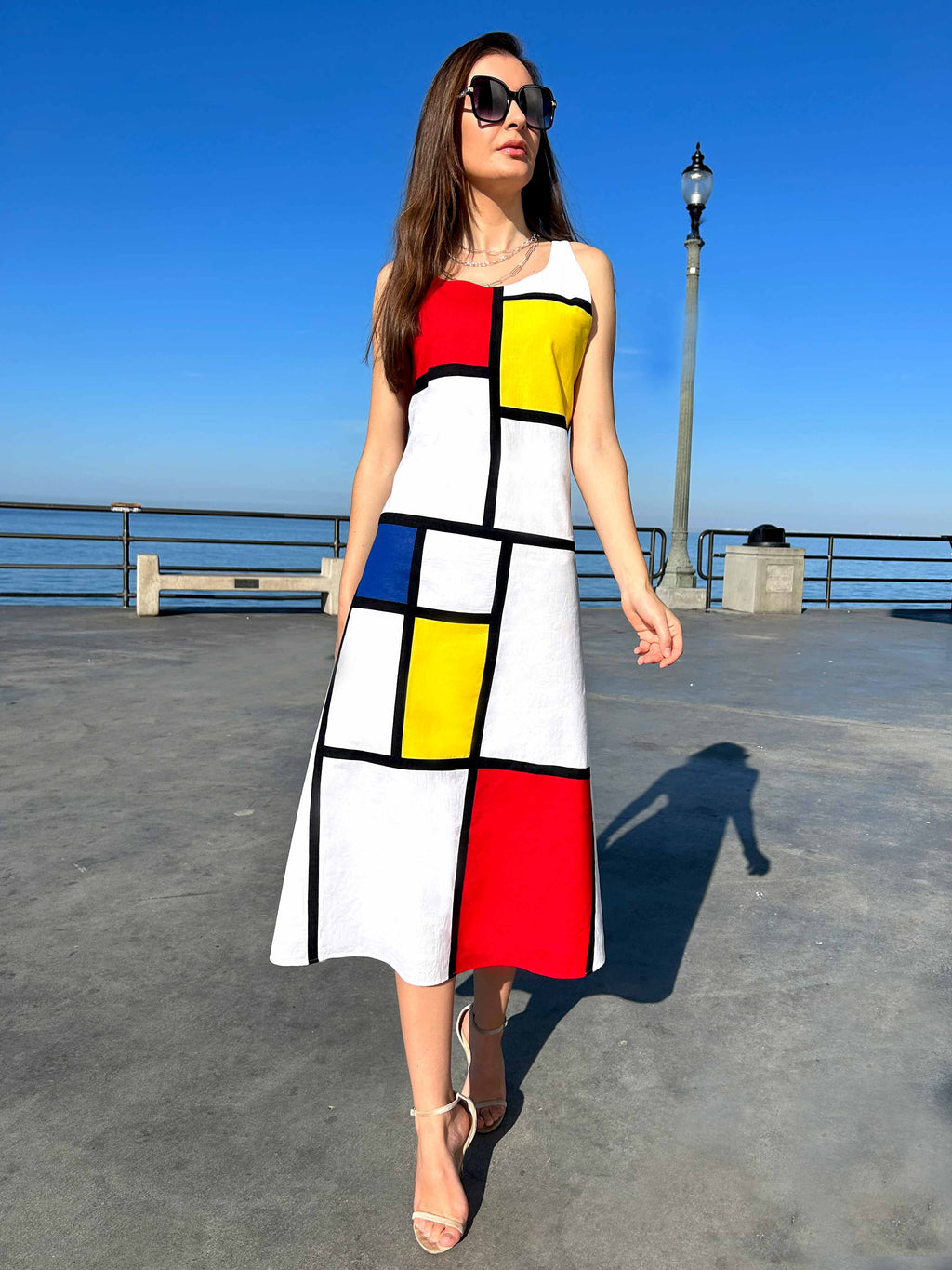Melody California Colors Mondrian Hand Woven Cotton Patchwork Dress ...