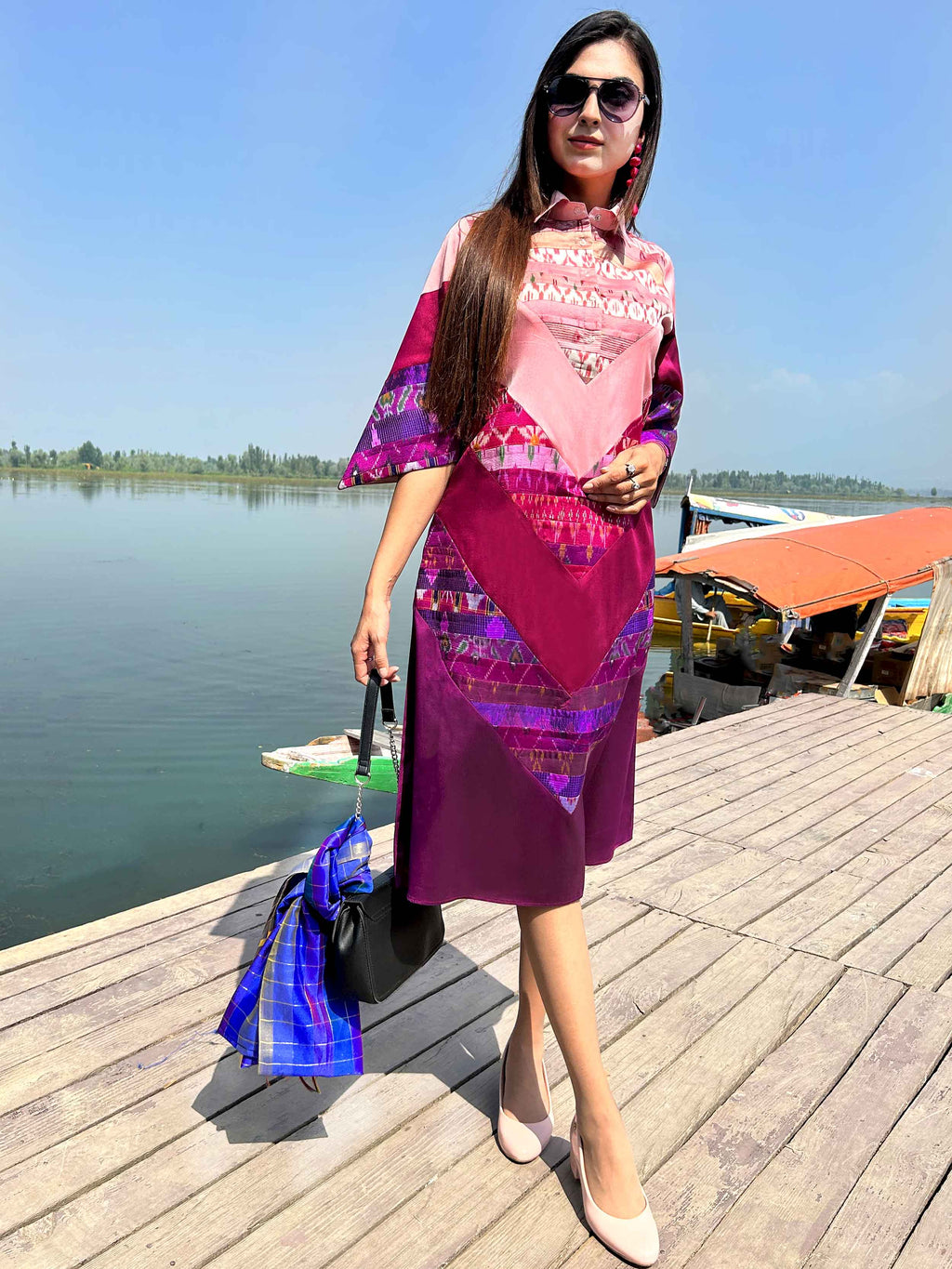 Karoline Gorgeous Kashmir Patola Silk Patchwork Dress – Karmadori ...