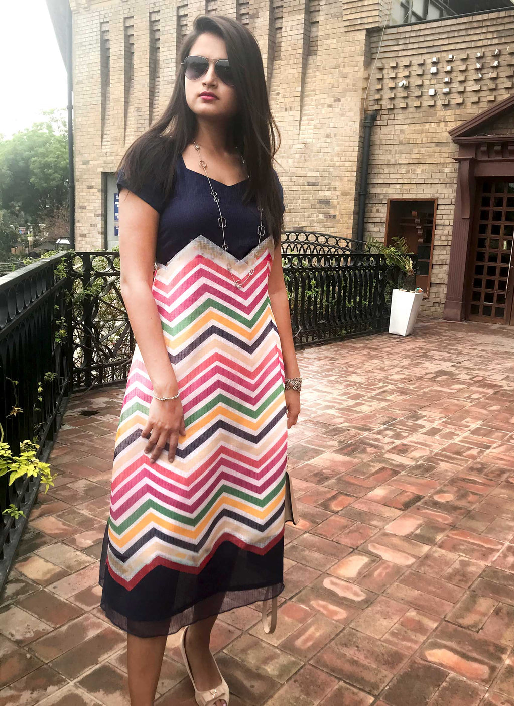 Susan Santorini Stripes Silk Kota Doria Dress – Karmadori Private Limited