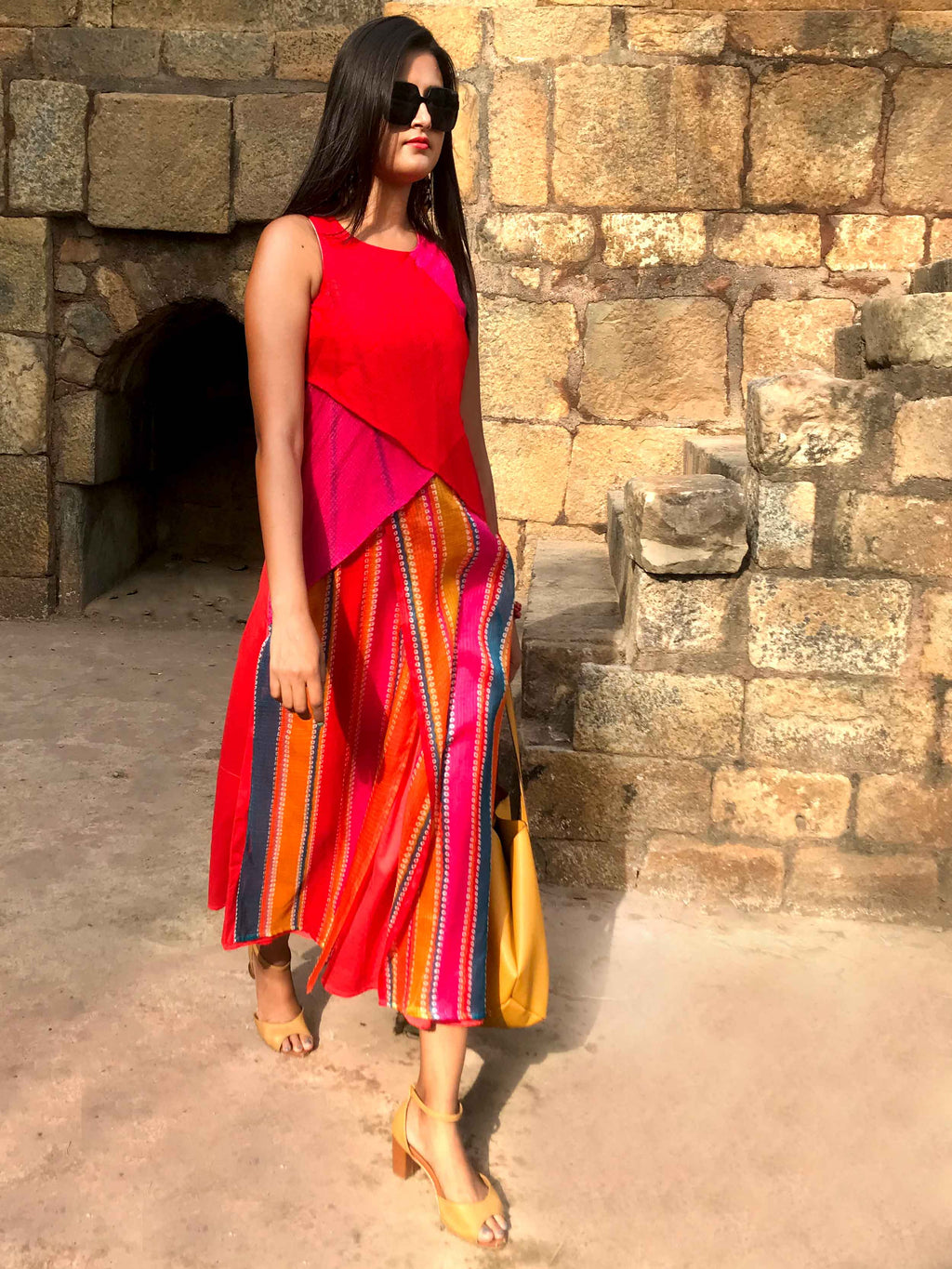 Sharon Santorini Stripes Silk Kota Doria Long Dress – Karmadori Private ...